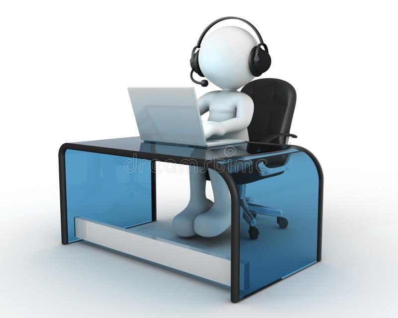 Gold 3d man with headset stock illustration. Illustration of business ...