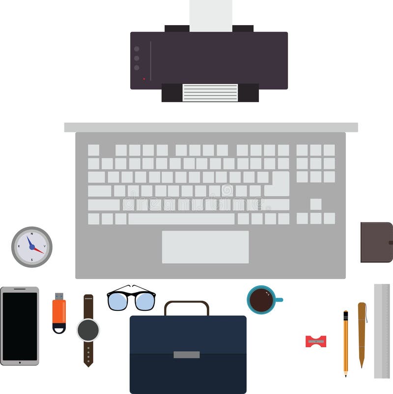 Workspace Office Tools Set, Essential Graphic Flat Design Stock Vector - Illustration of design ...