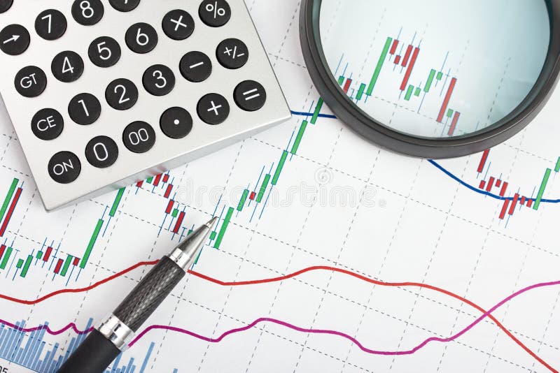 Magnifying Glass and Pen Over Financial Report Stock Image - Image of ...