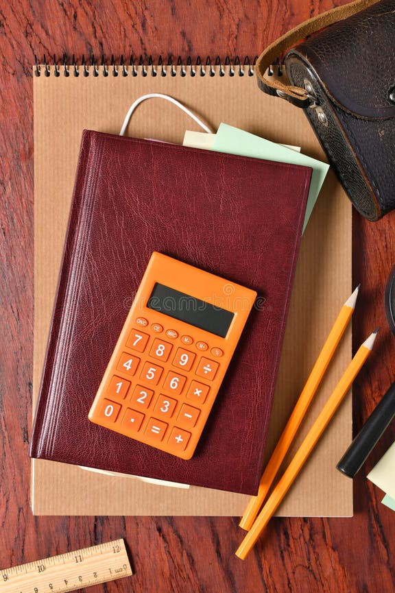 Office and Accounting Stationery, Top View Stock Image - Image of ...