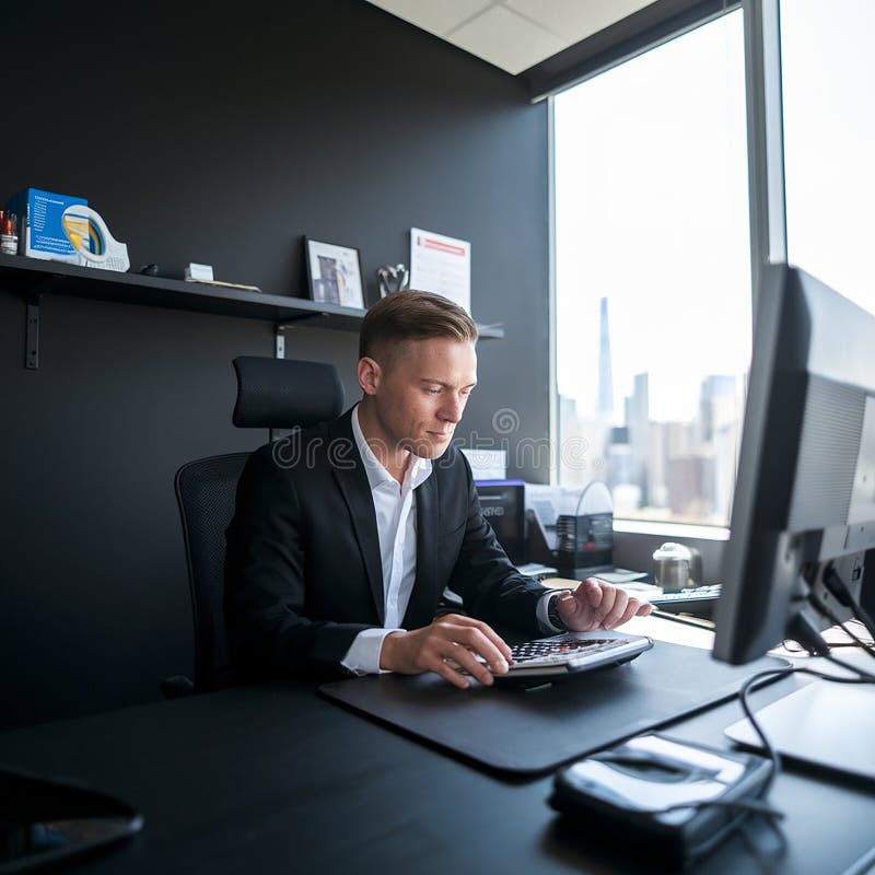 Office Accounting Workstation Stock Illustration - Illustration of ...