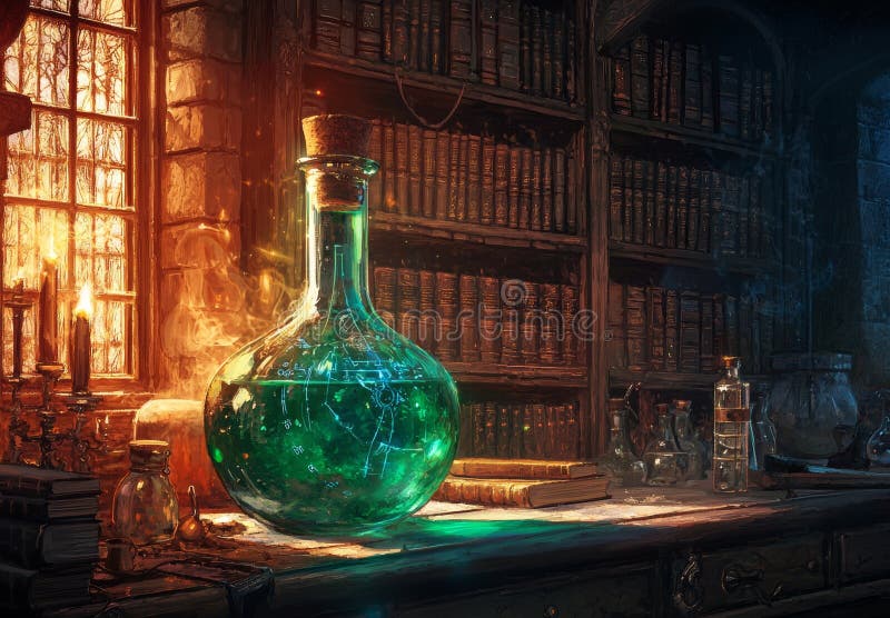 Office of an Alchemist, Illustration of a Wizard& X27;s Office in a ...