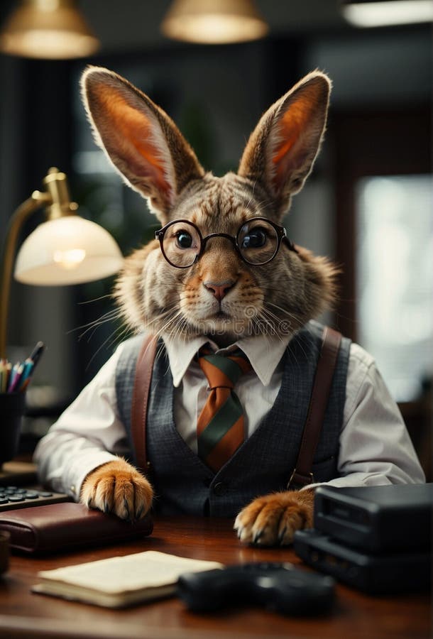 Whimsical Wildlife at Work Series - the Rabbit Stock Photo - Image of ...