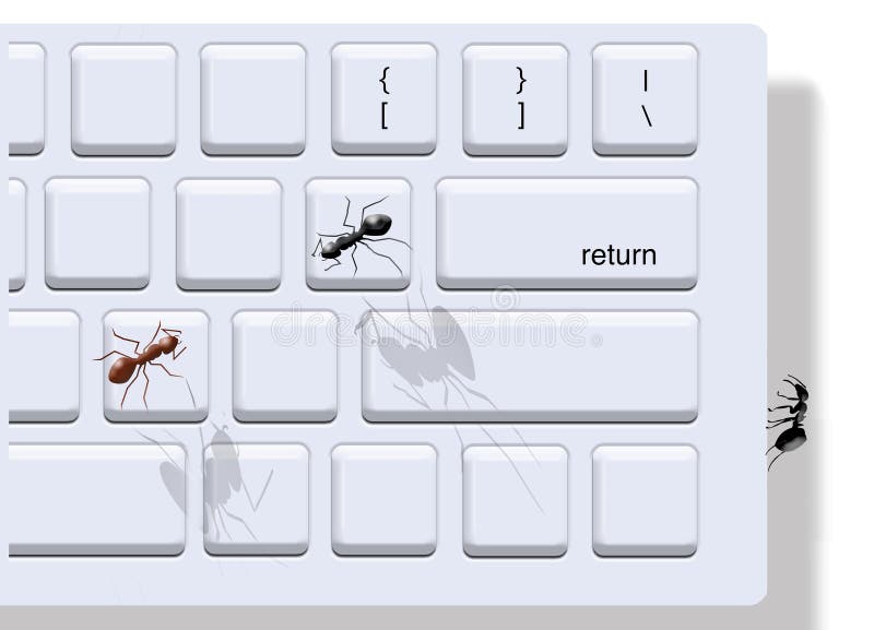 Office Ants Invade a Computer Keyboard Stock Illustration ...