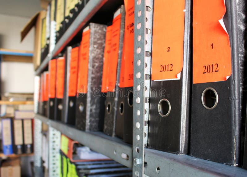 Folders In Archive Of Different Document In Archives Sector Stock Image ...
