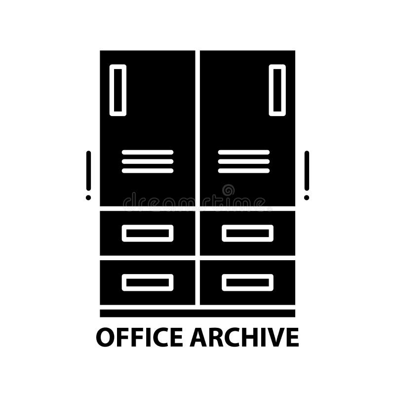 Office Archive Icon, Black Vector Sign with Editable Strokes, Concept ...