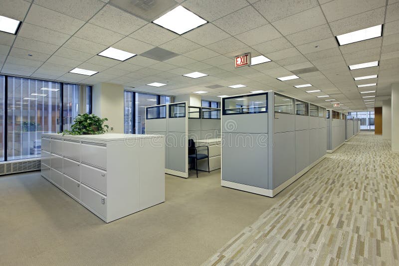 Office area with cubicles stock photo. Image of chair - 20848754