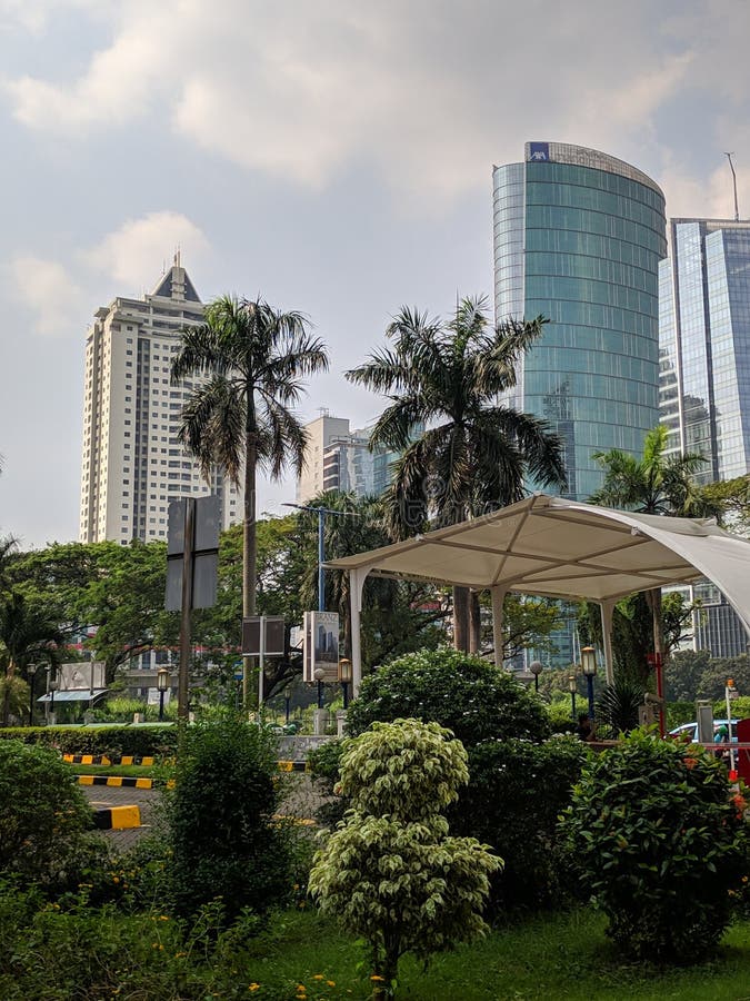 Office Area in Mega Kuningan Editorial Stock Image - Image of grass ...