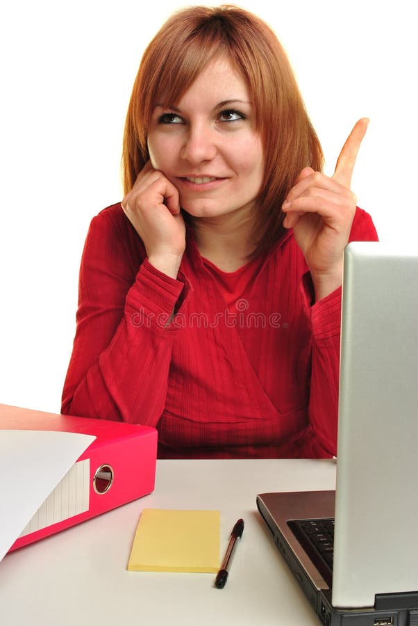 Office Assistant in a Red Blouse Stock Image - Image of bureaucracy ...