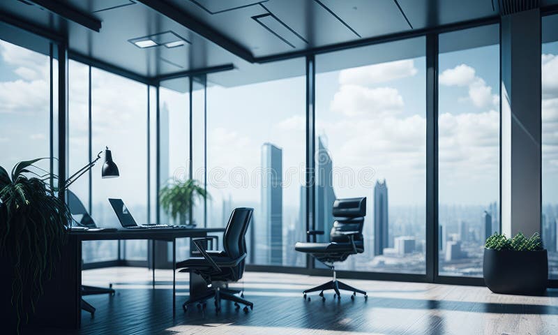 Office Background Modern Amazing View at Afternoon Stock Illustration ...