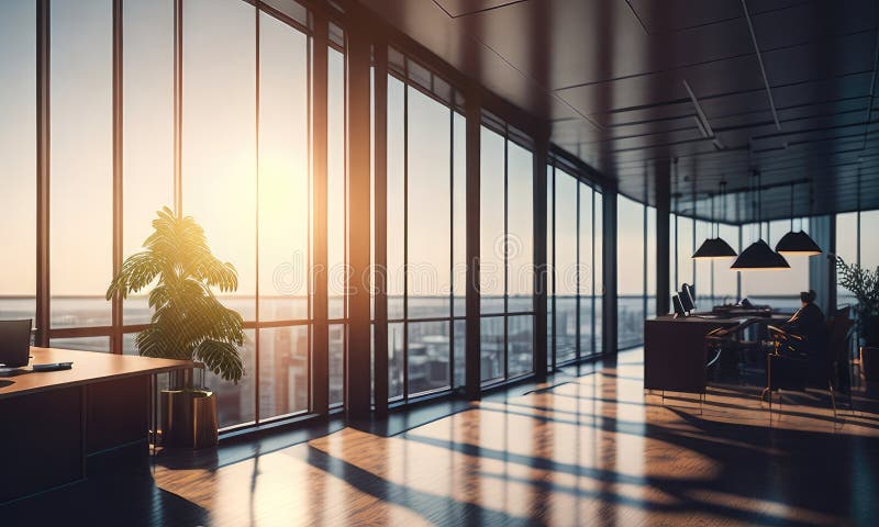 Office Background Modern Amazing View at Morning Stock Illustration ...