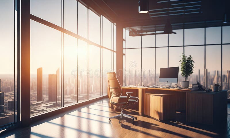 Office Background Modern Amazing View at Morning Stock Illustration ...