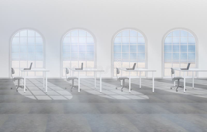 Office Background Room Hall Empty Window Light Modern Stock ...