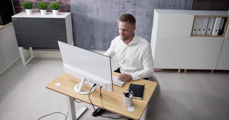 Office Ball Exercise. Sitting Posture Stock Photo - Image of computer ...