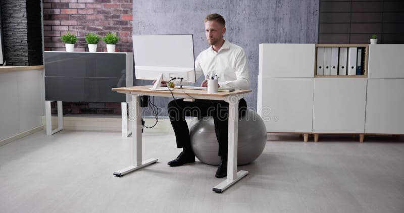 Office Ball Exercise. Sitting Posture Stock Photo - Image of manager ...