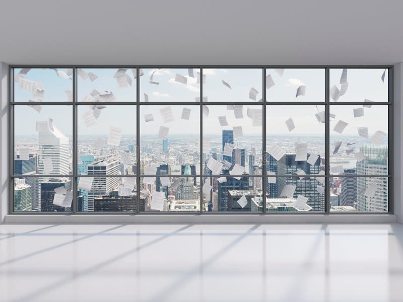 Office with big window stock image. Image of paper, cityscape - 48874663
