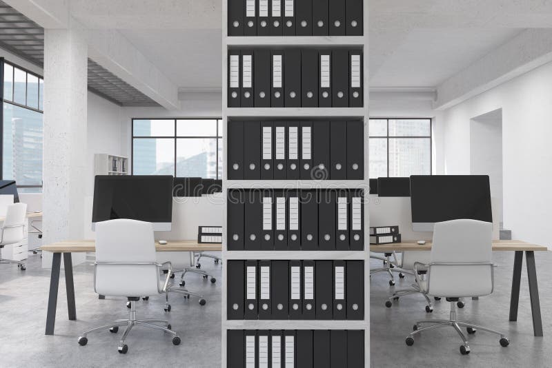 Office with Binders and Computers Stock Photo - Image of computer, data ...