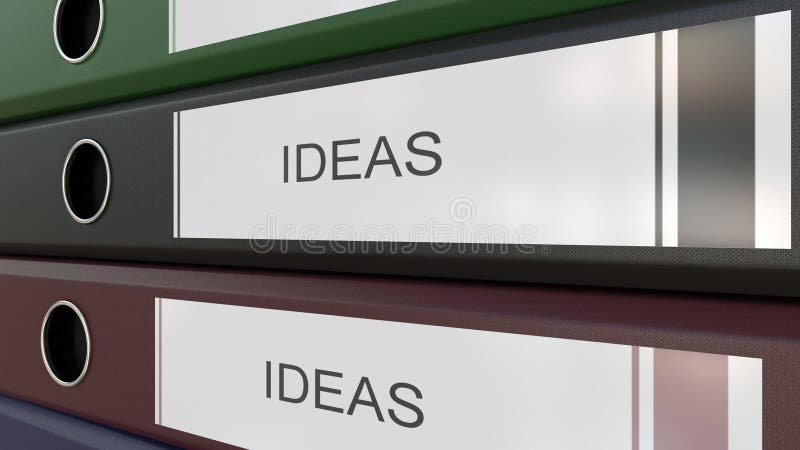 Office Binders with Ideas Tags 3D Rendering Stock Illustration ...