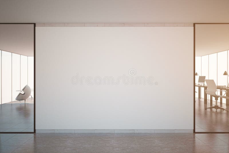 Office with blank wall stock illustration. Illustration of front - 89665037