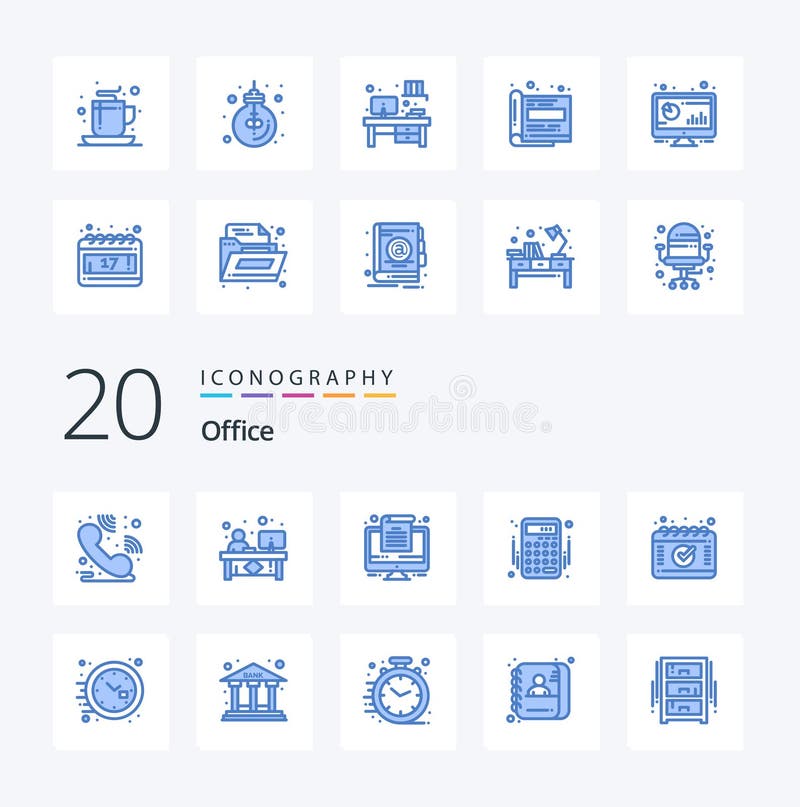 20 Office Blue Color Icon Pack. Like Schedule. Appointment. Computer ...