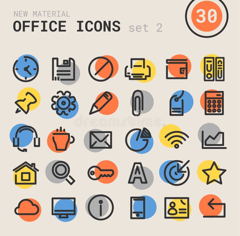 Office bold linear icons stock vector. Illustration of mobile - 97453613