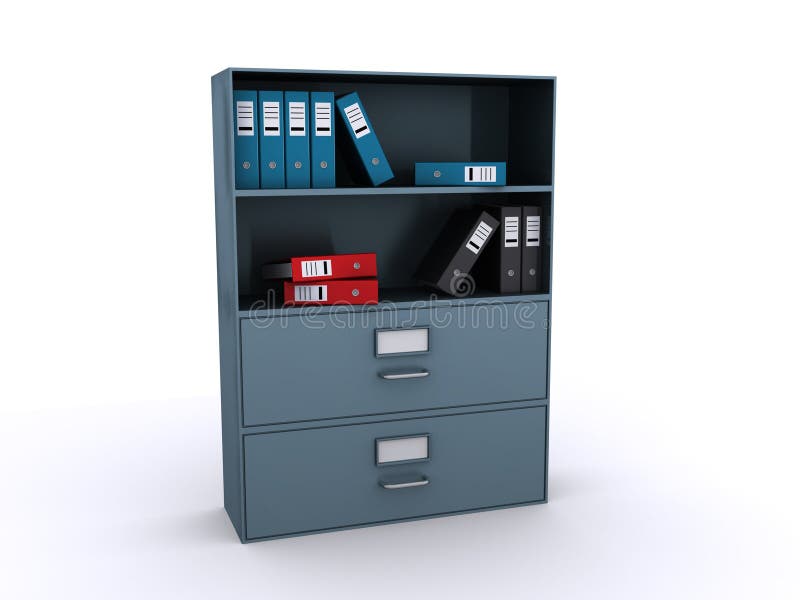 Office bookcase with files stock illustration. Illustration of cabinet ...