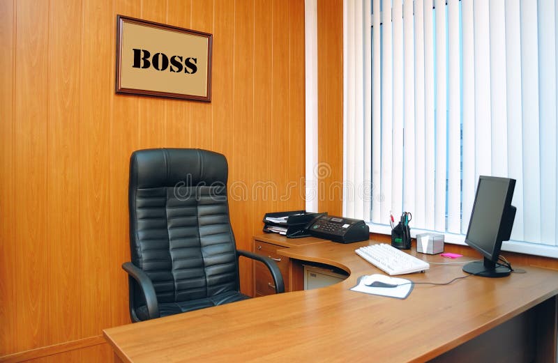Office for boss stock image. Image of indoor, black, office - 7888573