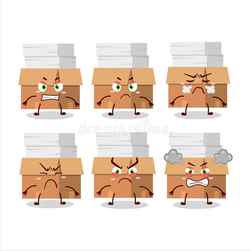 Office Boxes with Paper Cartoon Character with Various Angry ...