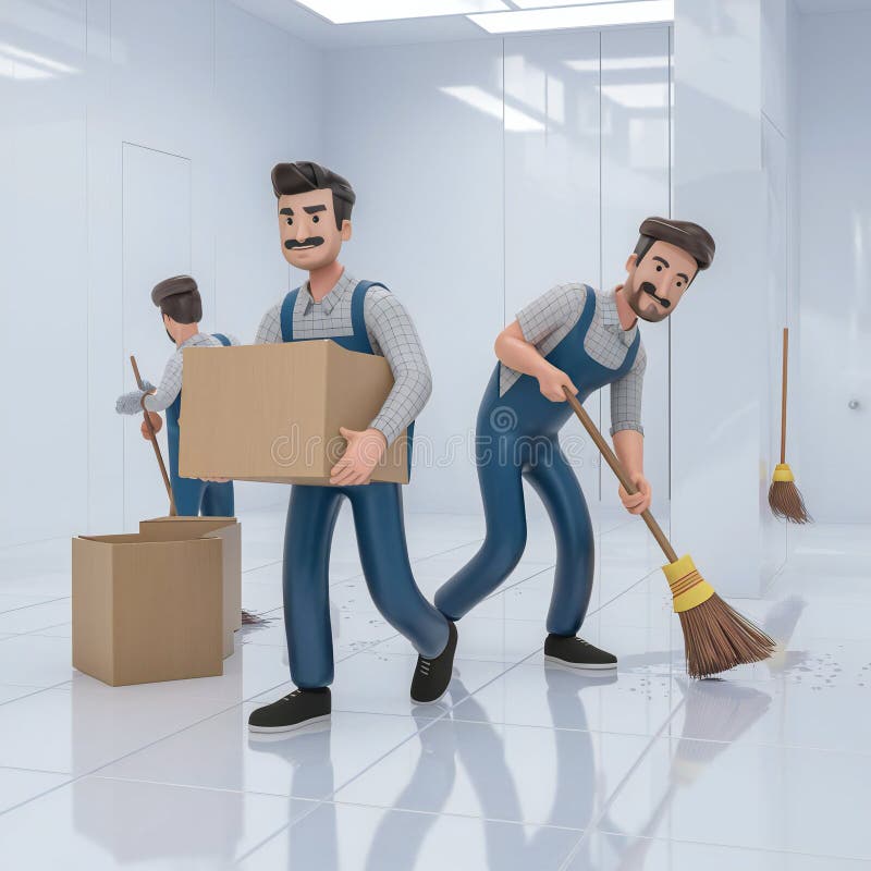 Office Boys Work on Office a Man Holding Gift Stock Illustration ...