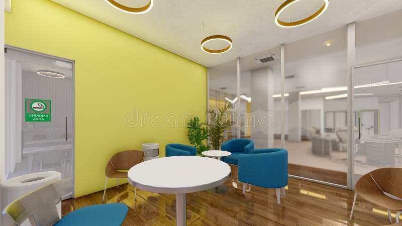 Office Breakout Space or Casual Co Working Space 3d Rendering Stock ...