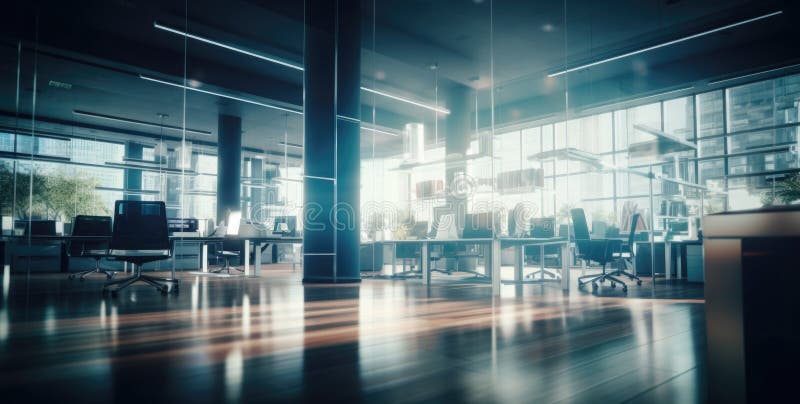 Office in Bright Light of the Space Area with Windows. Stock ...