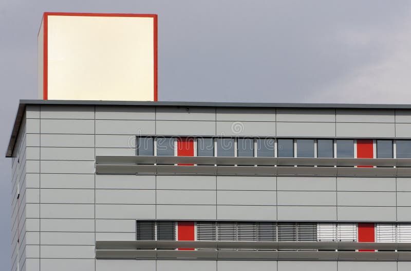 Office Building Advertising on the Roof Stock Photo - Image of building ...