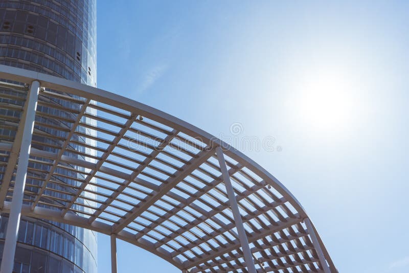 Office Building Against Blue Sky with Sun Stock Image - Image of urban ...