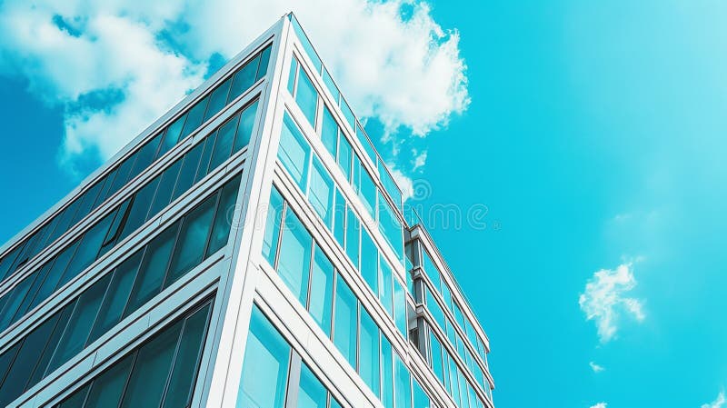Office Building on a Background of the Blue Sky. Generative Ai Stock ...