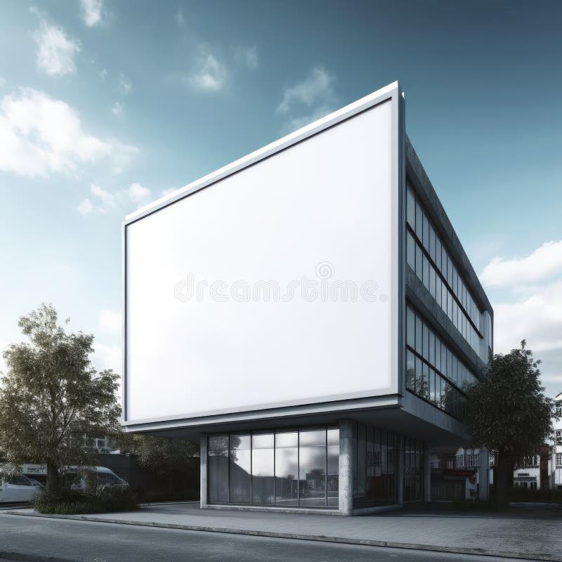 Office Building with Blank Billboard for Modern Ads Stock Illustration ...