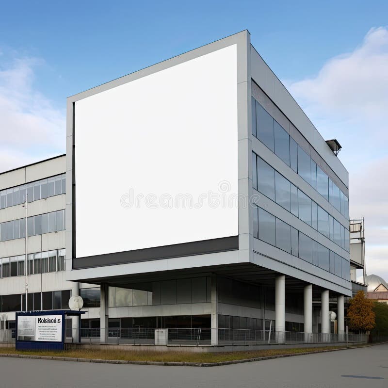Office Building with Blank Billboard for Modern Ads Stock Illustration ...
