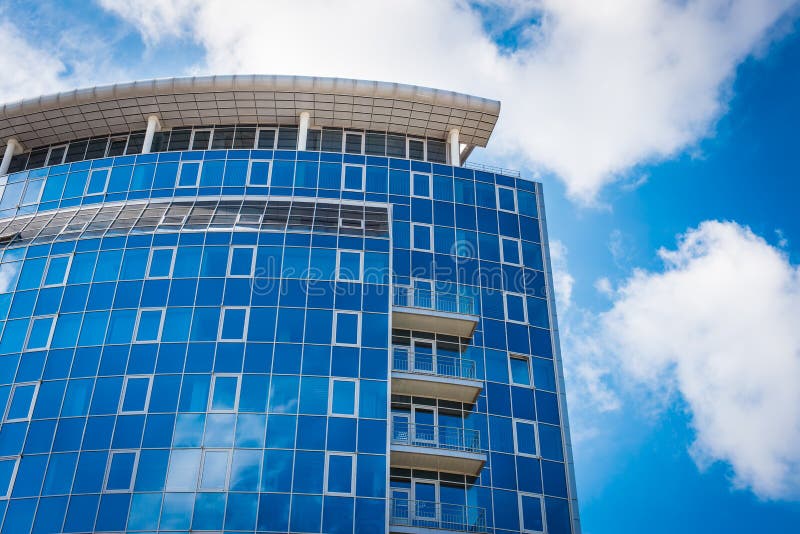 Office Building - Blue Sky and Clouds Reflections Stock Image - Image ...