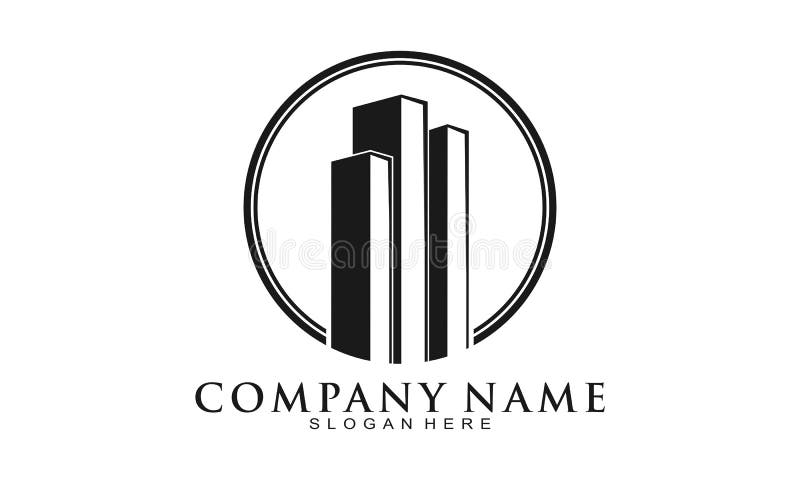 Office Building with Circle Frame Vector Logo Stock Vector ...