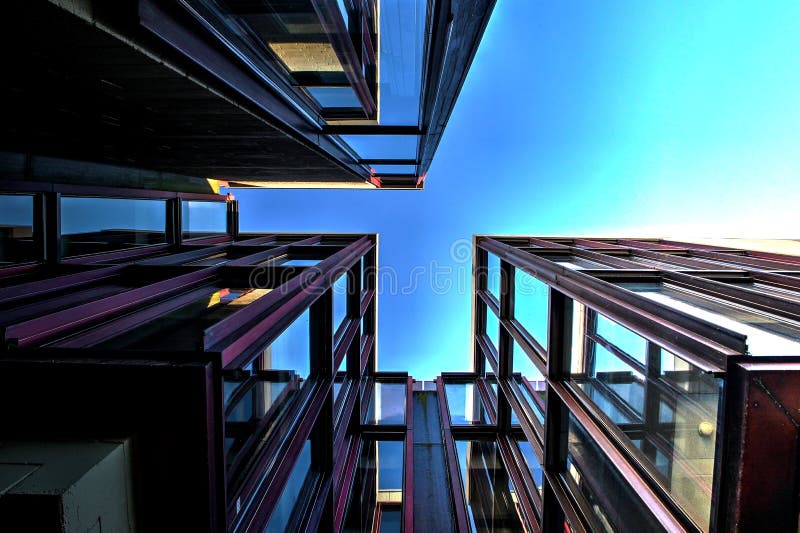 Office Building with Corners Shot from Below Stock Image - Image of ...
