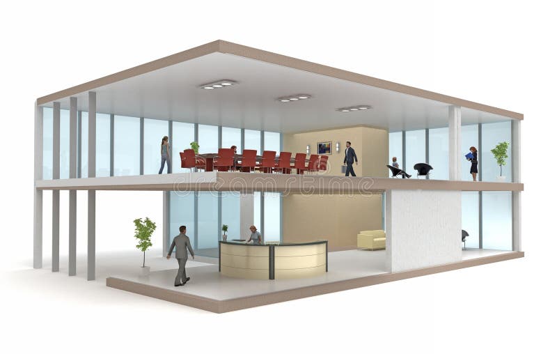 Office Building Cutaway Isolated on White Stock Illustration ...