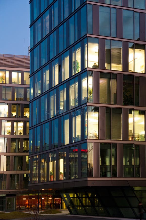 Office Building in the Evening Stock Image - Image of night ...