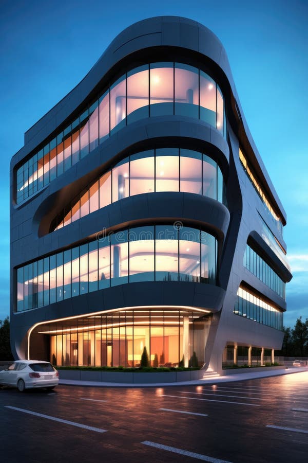 Office Building Exterior with Modern Architecture Stock Illustration ...