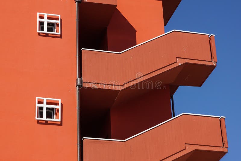 Office Building Exterior with Steel External Fire Escape Staircase ...