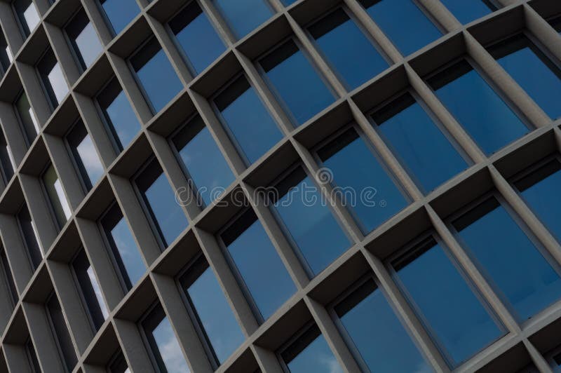 Office Building Facade with Large Glass Windows Close-up. Abstract ...