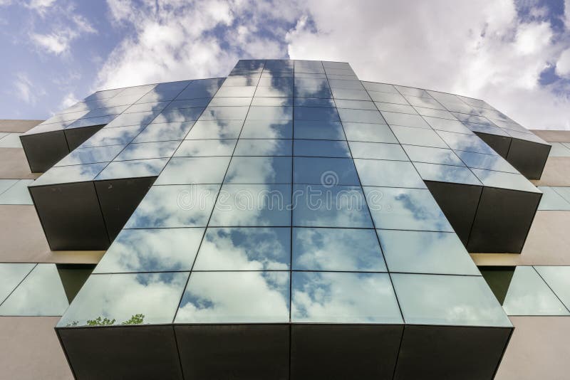 Office Building Facade with Lots of Mirrors Reflecting Stock Image ...