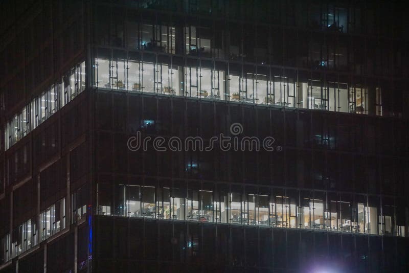 Office Building with Glass Facade - Night Photograph Editorial Stock ...