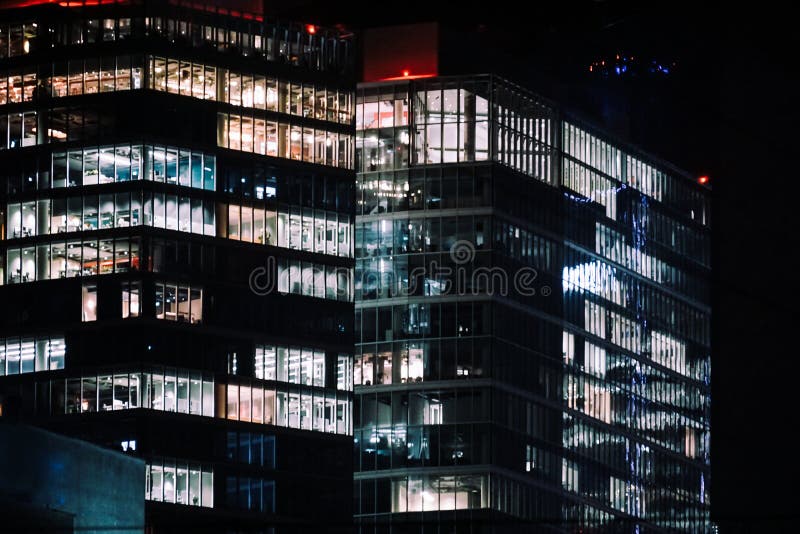 Office Building with Glass Facade - Night Photograph Editorial ...