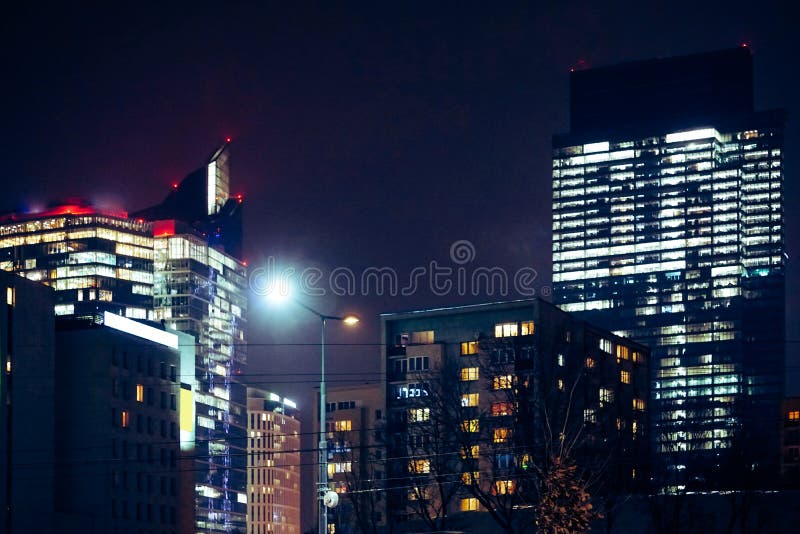 Office Building with Glass Facade - Night Photograph Editorial Image ...