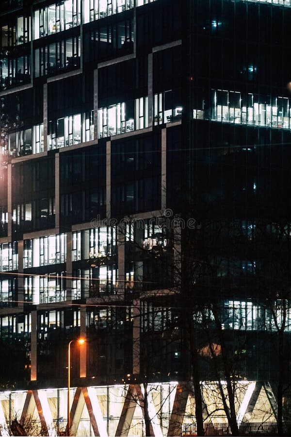 Office Building with Glass Facade - Night Photograph Editorial ...
