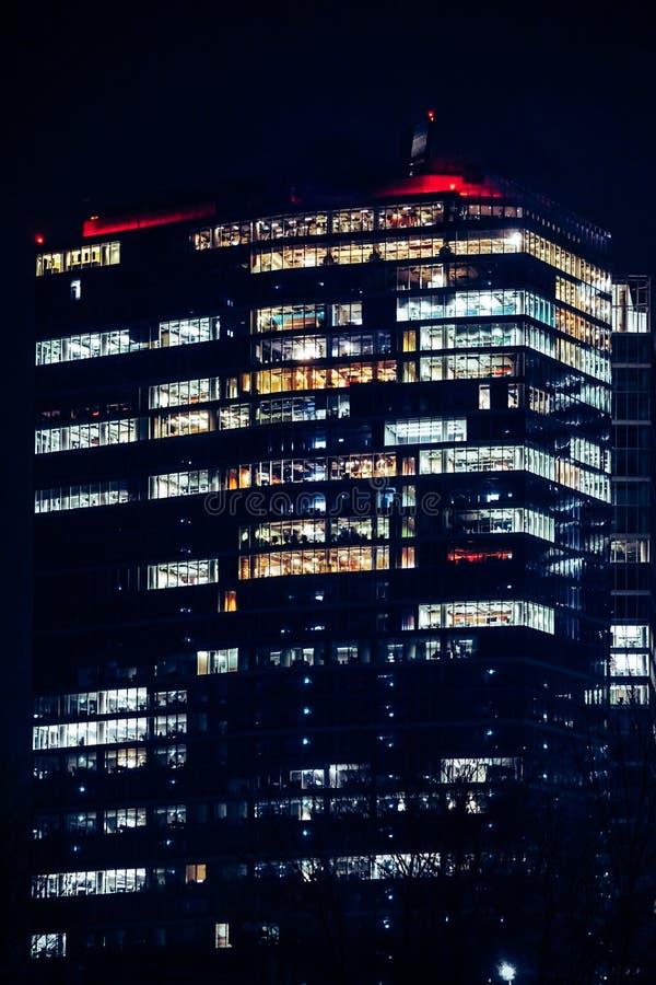 Office Building with Glass Facade - Night Photograph Editorial Image ...